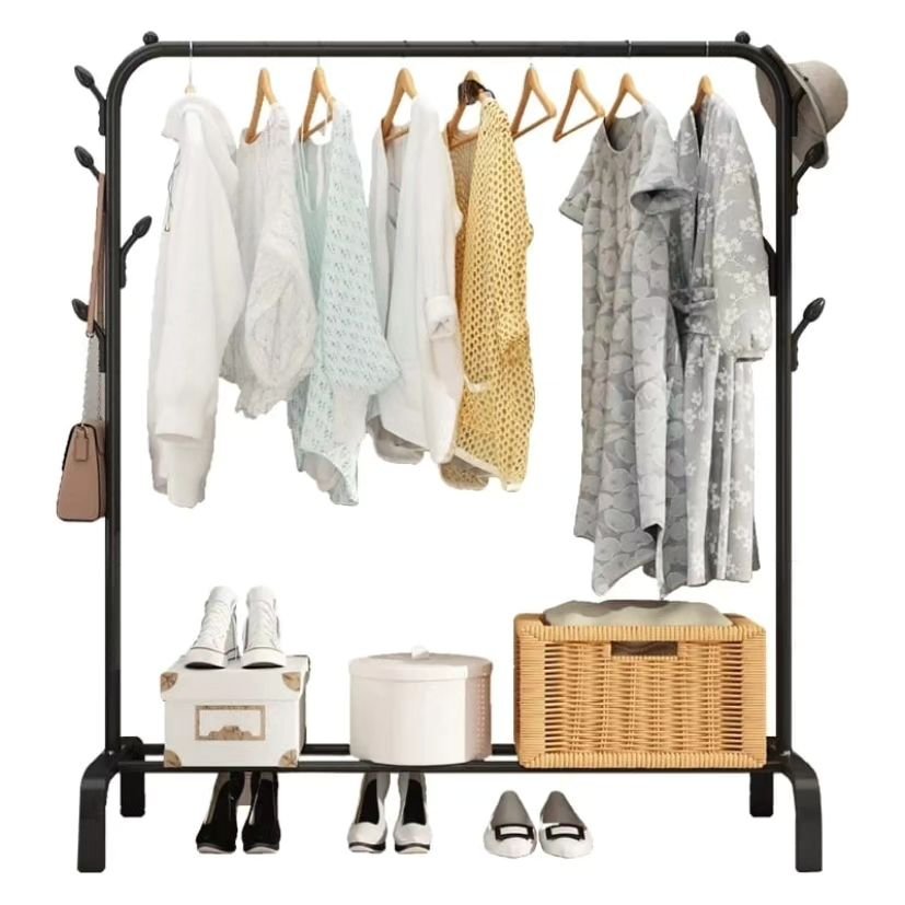 Single Pole Clothing Rack With Lower Storage Shelf - Lyns Planet ...